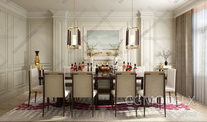 American Restaurant 3D model - Dining Room | CGmodelX