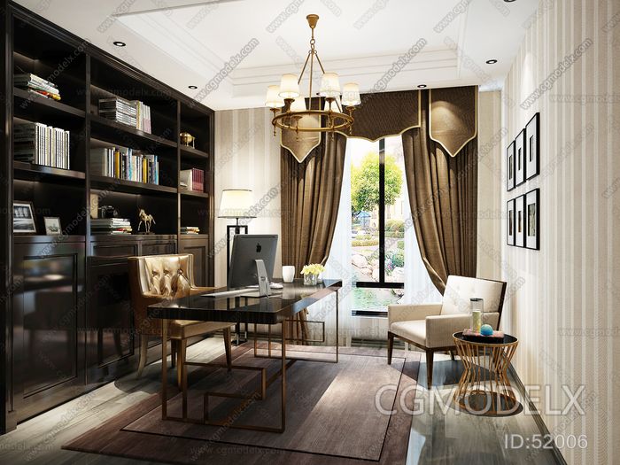 Modern Study 3D model - Study Room | CGmodelX