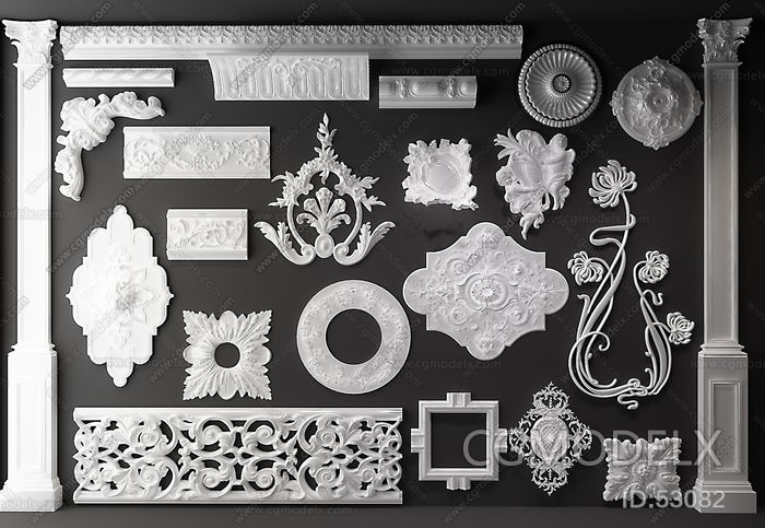 European Roman Column Combination 3D model [ID:53082]