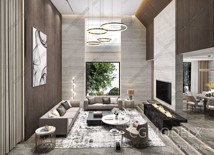 Modern Luxury Living Room 3D model - Living Room | CGmodelX