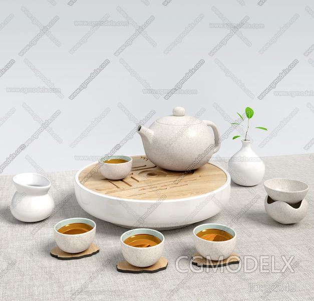 Modern Simple Tea Set 3D model - Tea Set | CGmodelX