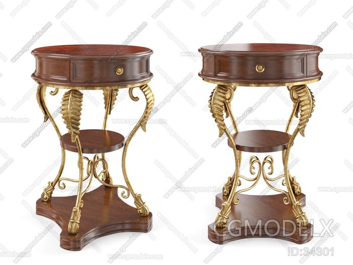 European Classic Round Table 3D model - Side Table | CGmodelX