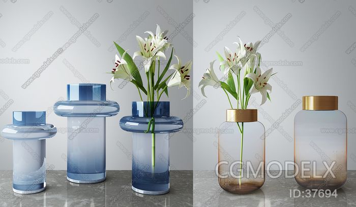 Daqian Modern Flower Set 3D model - Flower Art | CGmodelX