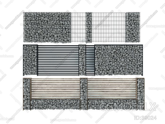 Villa Fence Stone Wall Railing 3D model - Rail | CGmodelX