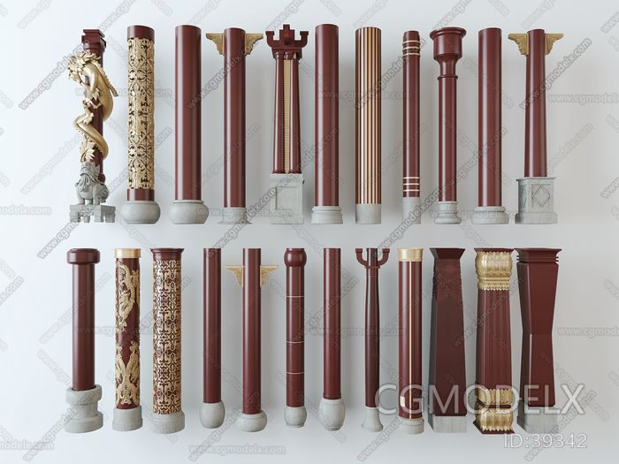 New Chinese Style Column 3D model - Pillars | CGmodelX