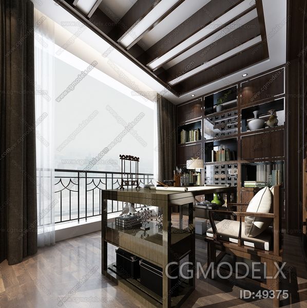 Modern Study 3D model - Study Room | CGmodelX