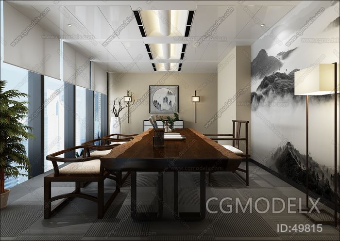 New Chinese Style Conference Room 3D model - Meeting Room | CGmodelX