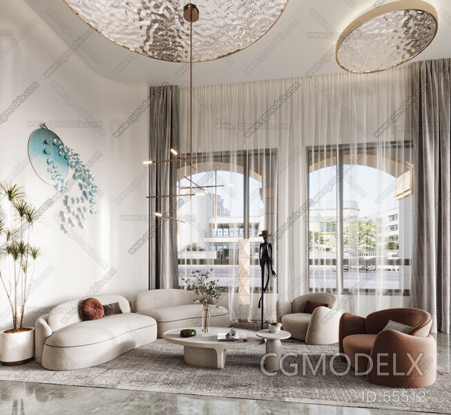 Modern Beauty Salon Lobby Rest Area 3D Model [ID:55512]