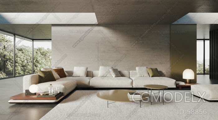 Minotti Horizonte Modern Sofa Coffee Table Combination 3D Model ...