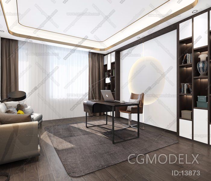 Contemporary Study Room 3D model - Study Room | CGmodelX