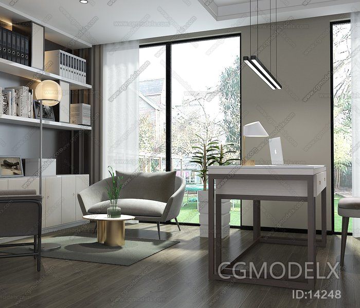 Contemporary Study Room 3D model [ID:14248]