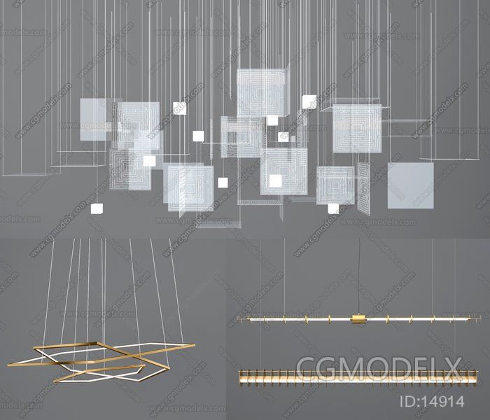 Contemporary Lights Combination 3D model - Pendant Lights | CGmodelX