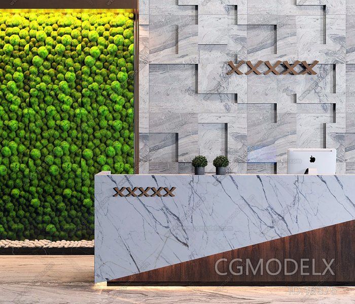 Hotel Lobby Cashier Bar Counter Combination 3D model [ID:16375]