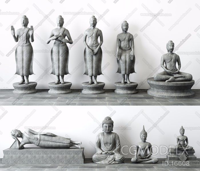 Chinese StyleBuddha statue Sculpture 3D model - Carving | CGmodelX