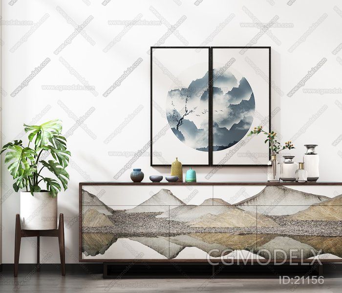 New Chinese Style Decoration Boards 3D model - Display Cabinets | CGmodelX