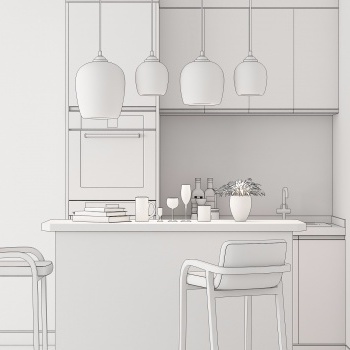 Modern Bar, Bar, Stool, Cabinet 3D model - KITCHEN APPLIANCE | CGmodelX