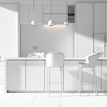 Combination Of Modern Bar, Chair And Cabinet 3D model - KITCHEN ...