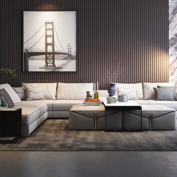 Italian Visionaire Modern Sofa Tea Table Combination 3D model - Modular ...