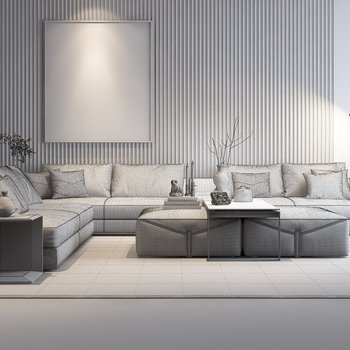 Italian Visionaire Modern Sofa Tea Table Combination 3D model - Modular ...