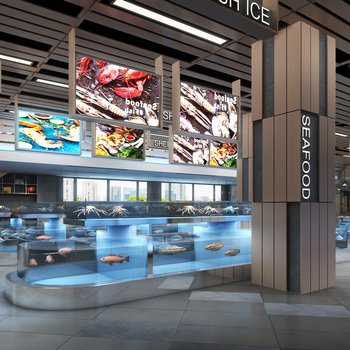 Modern And Fashionable Seafood Store 3D model - Retail Store | CGmodelX