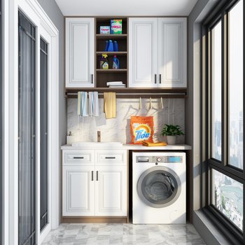 Modern Balcony Washing Machine 3D model - Balcony | CGmodelX