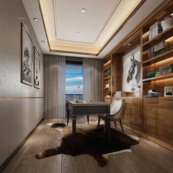 Modern Study 3D model - Study Room | CGmodelX