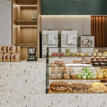Modern Milk Tea Shop - Catering space | CGmodelX