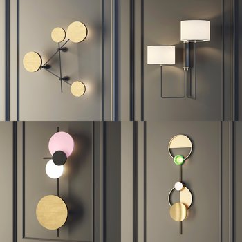 Contemporarycircular Metal Wall Lights Combination 3D model - Wall ...